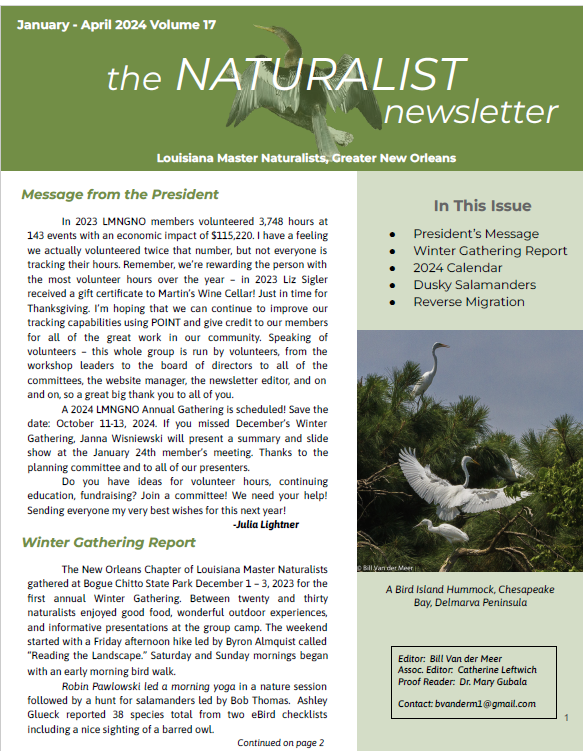 January – April 2024 Newsletter Revised – Louisiana Master Naturalists